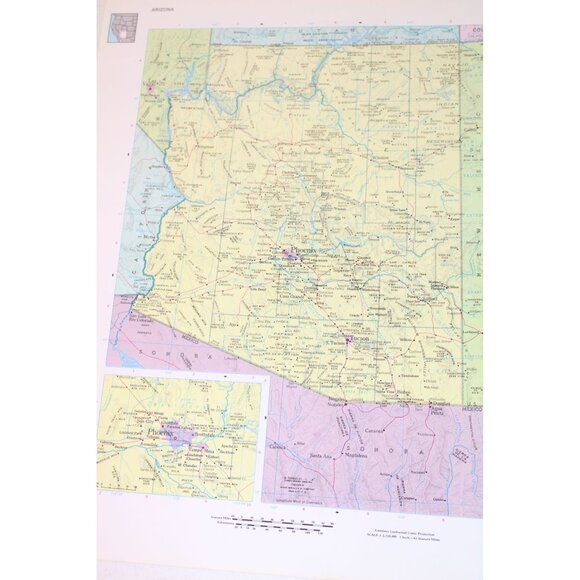 Art | Arizona Alaska Az Ak Cosmopolitan Atlas Map Vintage 91853 | Poshmark